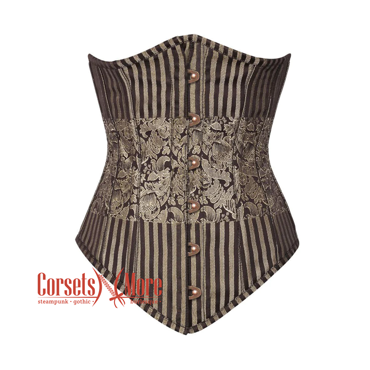 Brown and Golden Brocade With Front Antique Busk Gothic Waist Training ...
