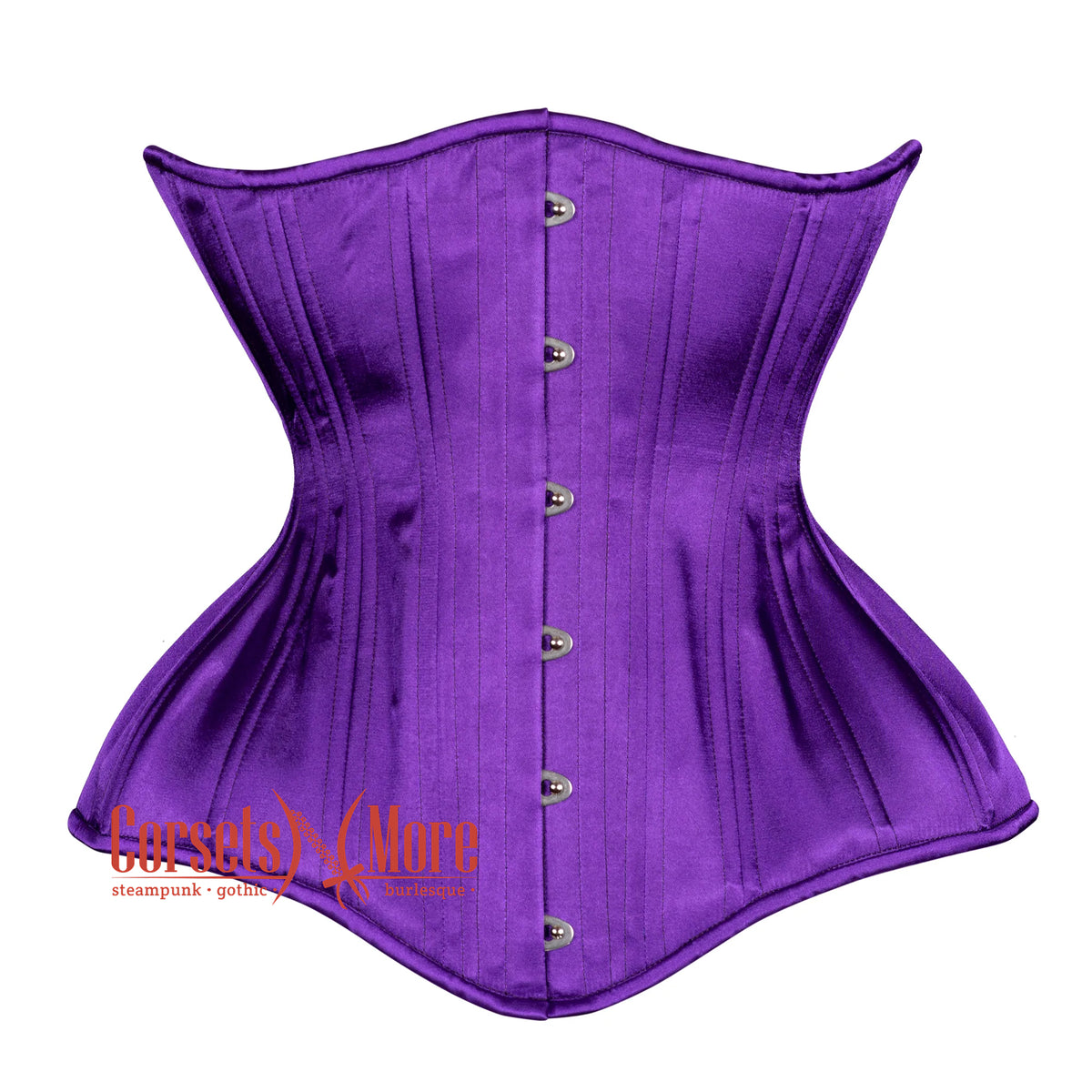 Purple Satin Double Boned Burlesque Long Underbust Gothic Corset ...