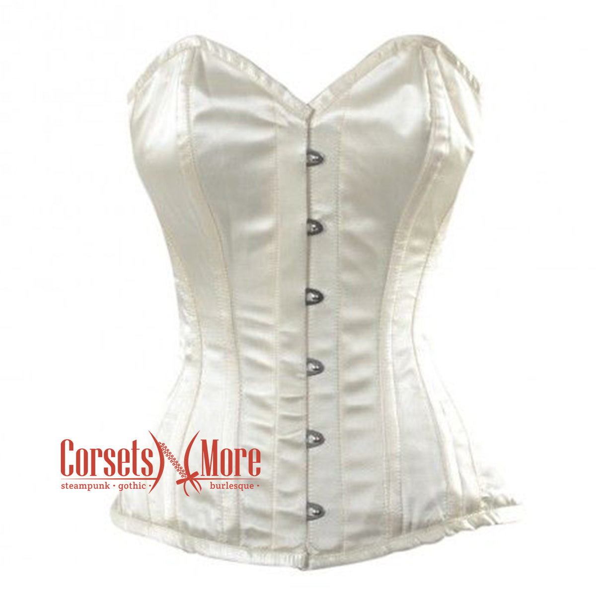 Ivory Satin Gothic Overbust Bustier Corset – CorsetsNmore