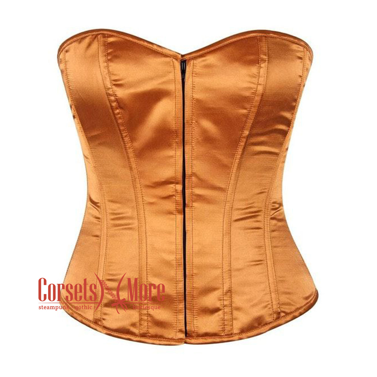 Orange Satin Burlesque Gothic Overbust Bustier Corset – CorsetsNmore