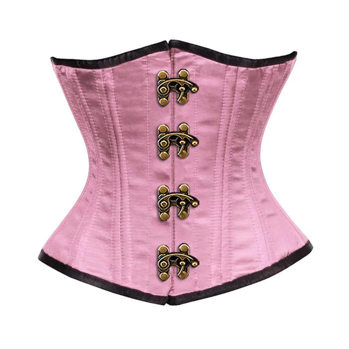 Plus Size Baby Pink Satin Double Bone Antique Clasps Underbust Corset ...