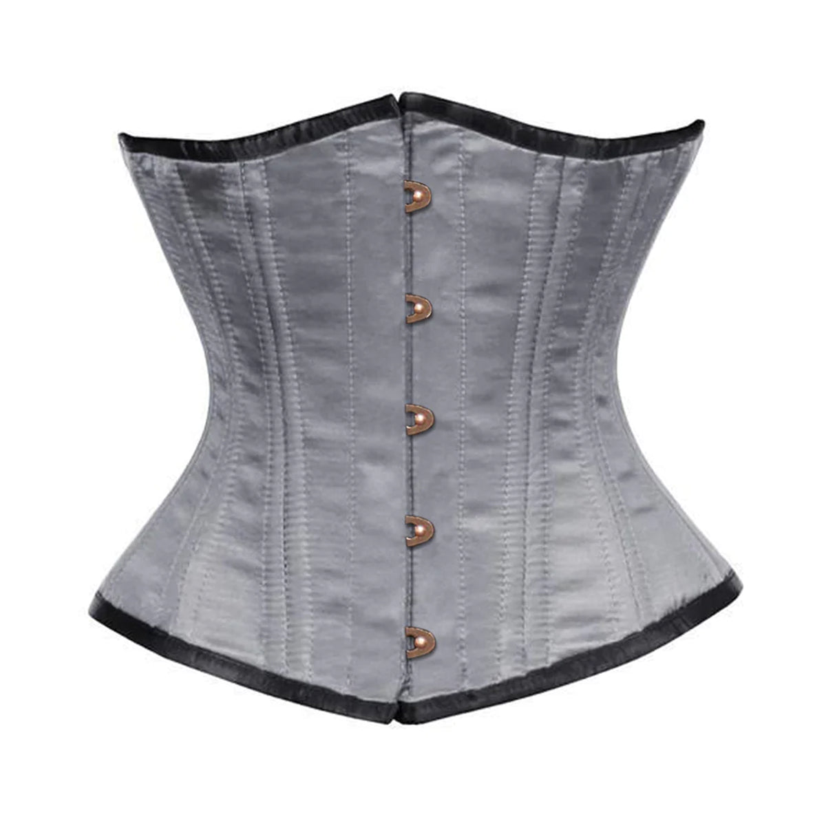 Grey Satin Double Bone Front Antique Busk Gothic Underbust Corset ...