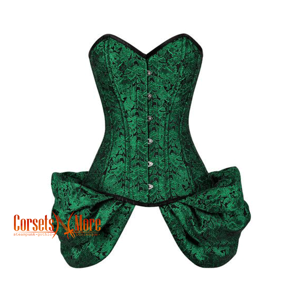 CorsetsNmore Women’s Green And Black Brocade With Side Bounce Burlesqu