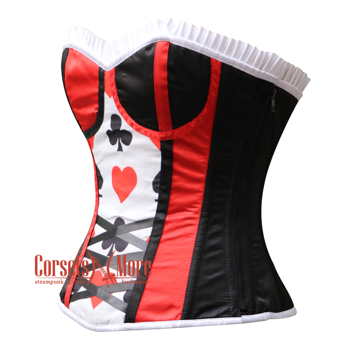 Red And Black Satin Queen Of Hearts Costume Overbust New Year Corset ...
