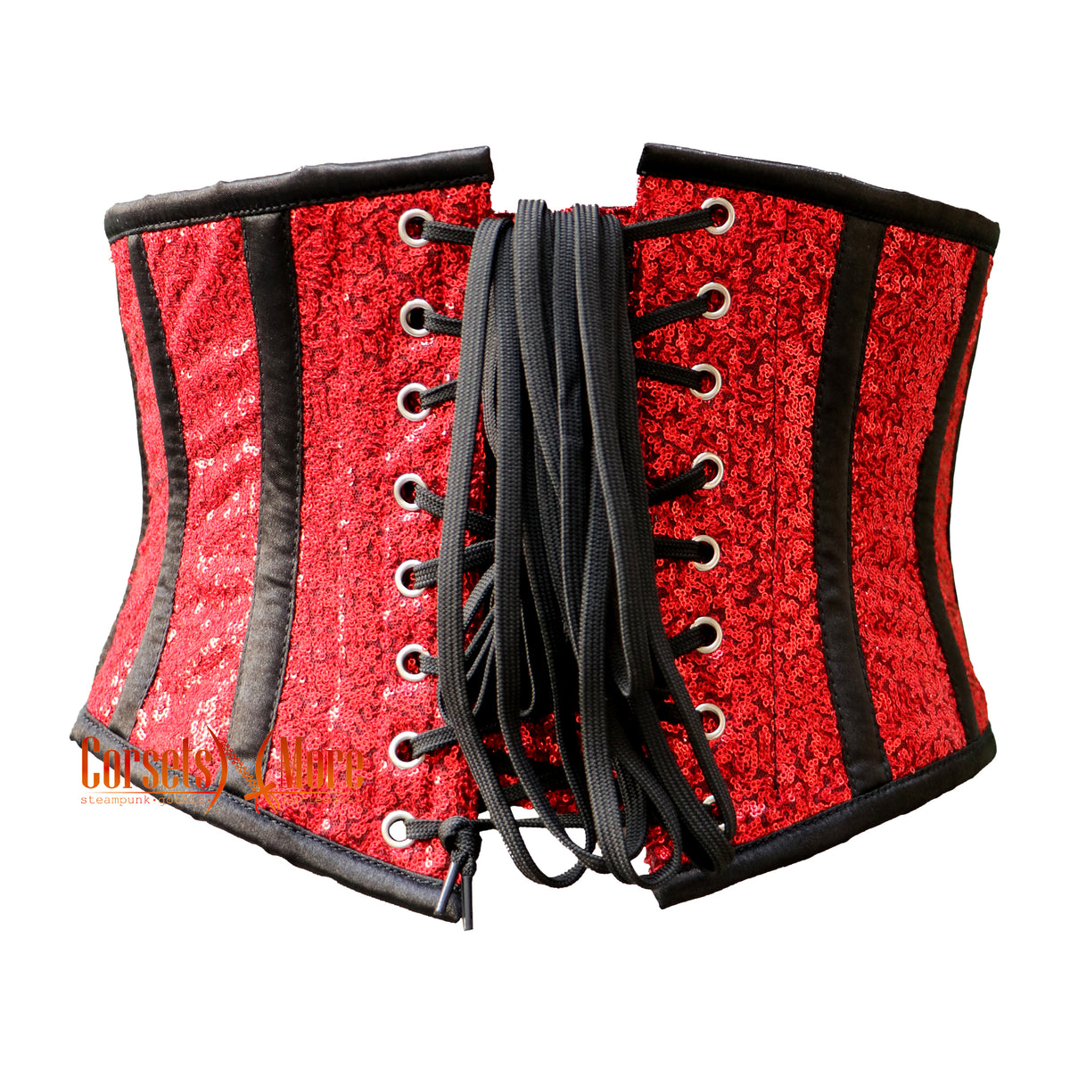 Red Sequins Burlesque Corset Underbust Belt Christmas Costume Top ...