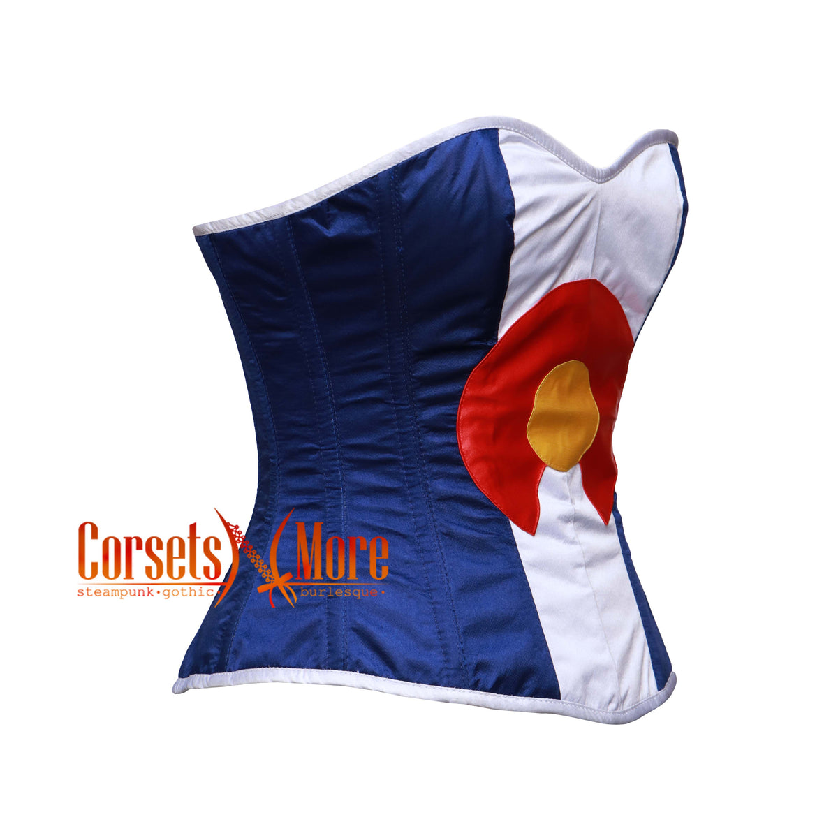 Blue And White Satin Colorado Flag Corset Overbust Patriotic Costume ...