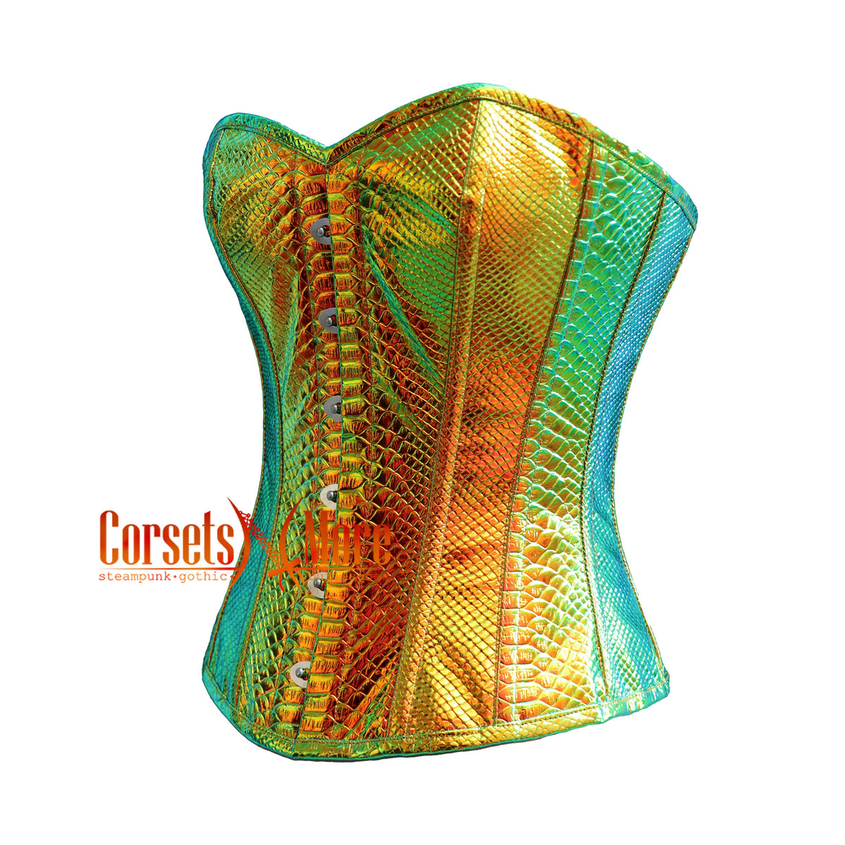 Plus Size Snake Texture Leather Overbust Corset Steampunk Costume ...