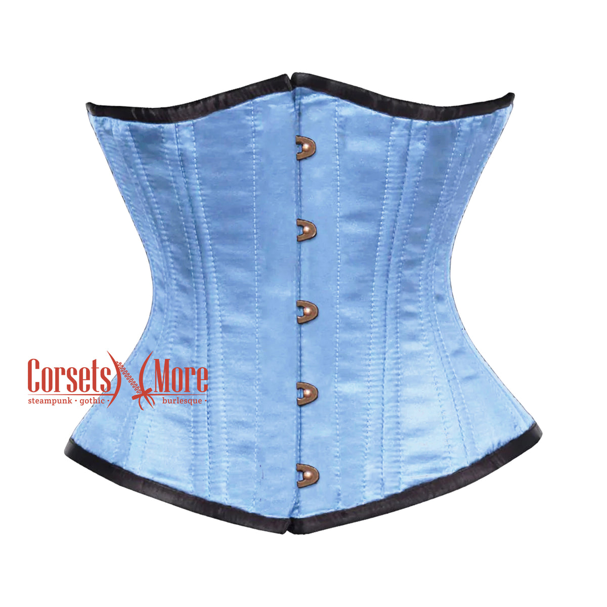 Light Blue Satin Steel Boned With Underbust Corset Gothic Costume ...