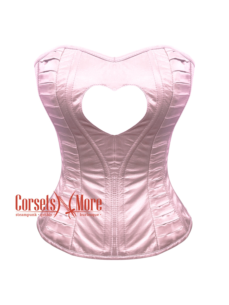 Pink Satin With Heart Neckline Burlesque Costume Overbust Corset ...