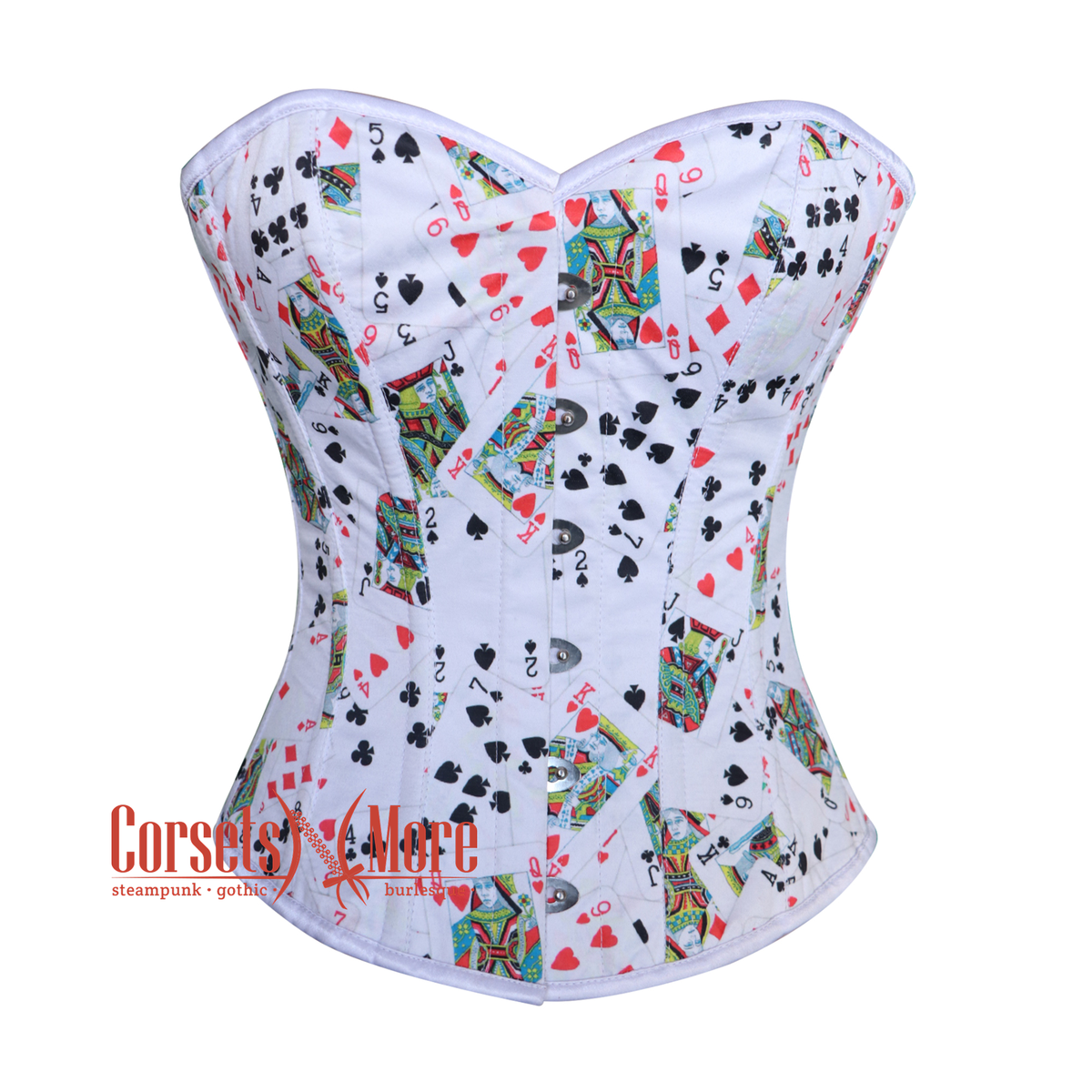 Playing Cards Printed White Satin Corset Gothic Christmas Costume ...