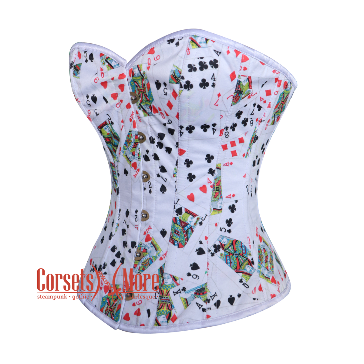 Playing Cards Printed White Satin Corset Gothic Christmas Costume ...
