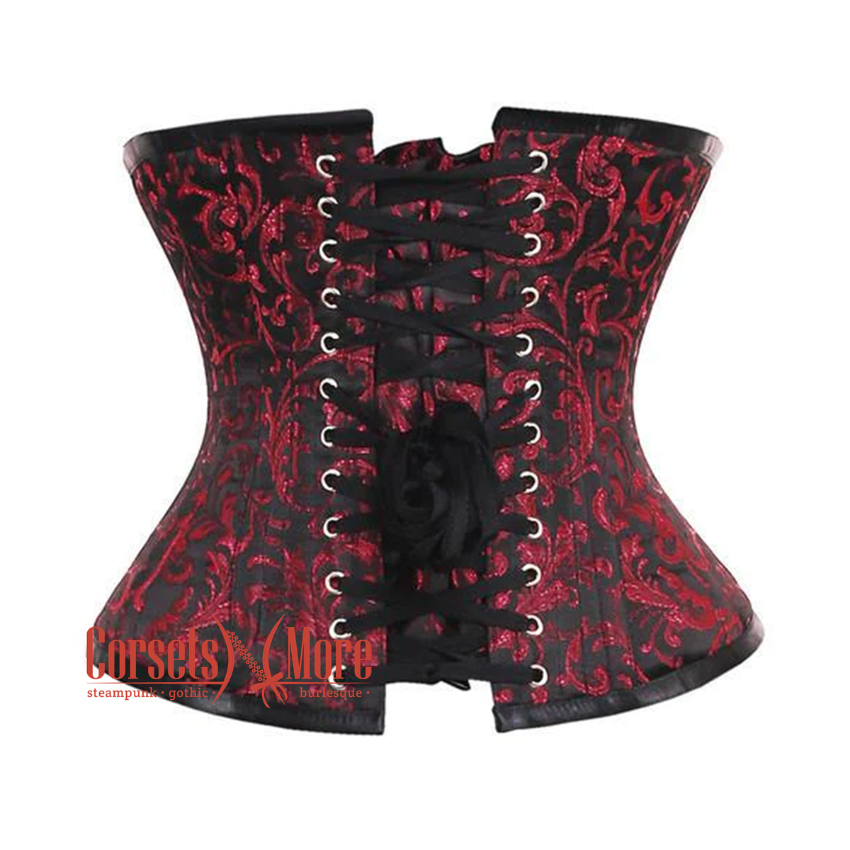 Plus Size Red And Black Brocade Front Busk Waist Training Steampunk Co ...
