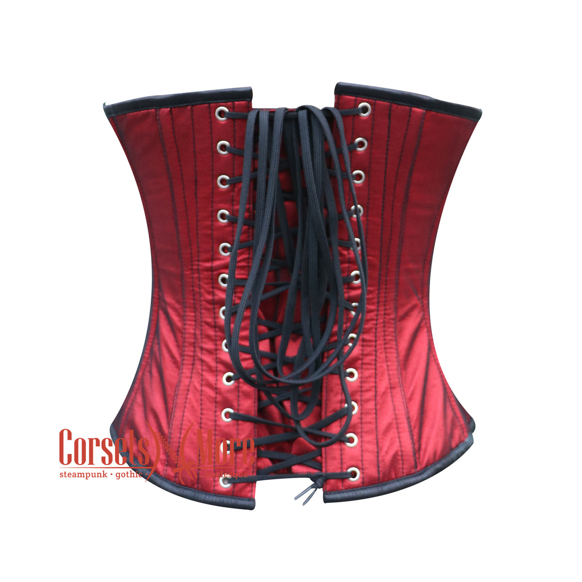Red Satin With Black Sequins Burlesque Gothic Overbust Corset Bustier ...