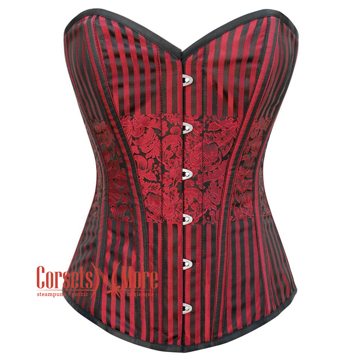 Red and Black Brocade Gothic Burlesque Overbust Corset Bustier Top ...