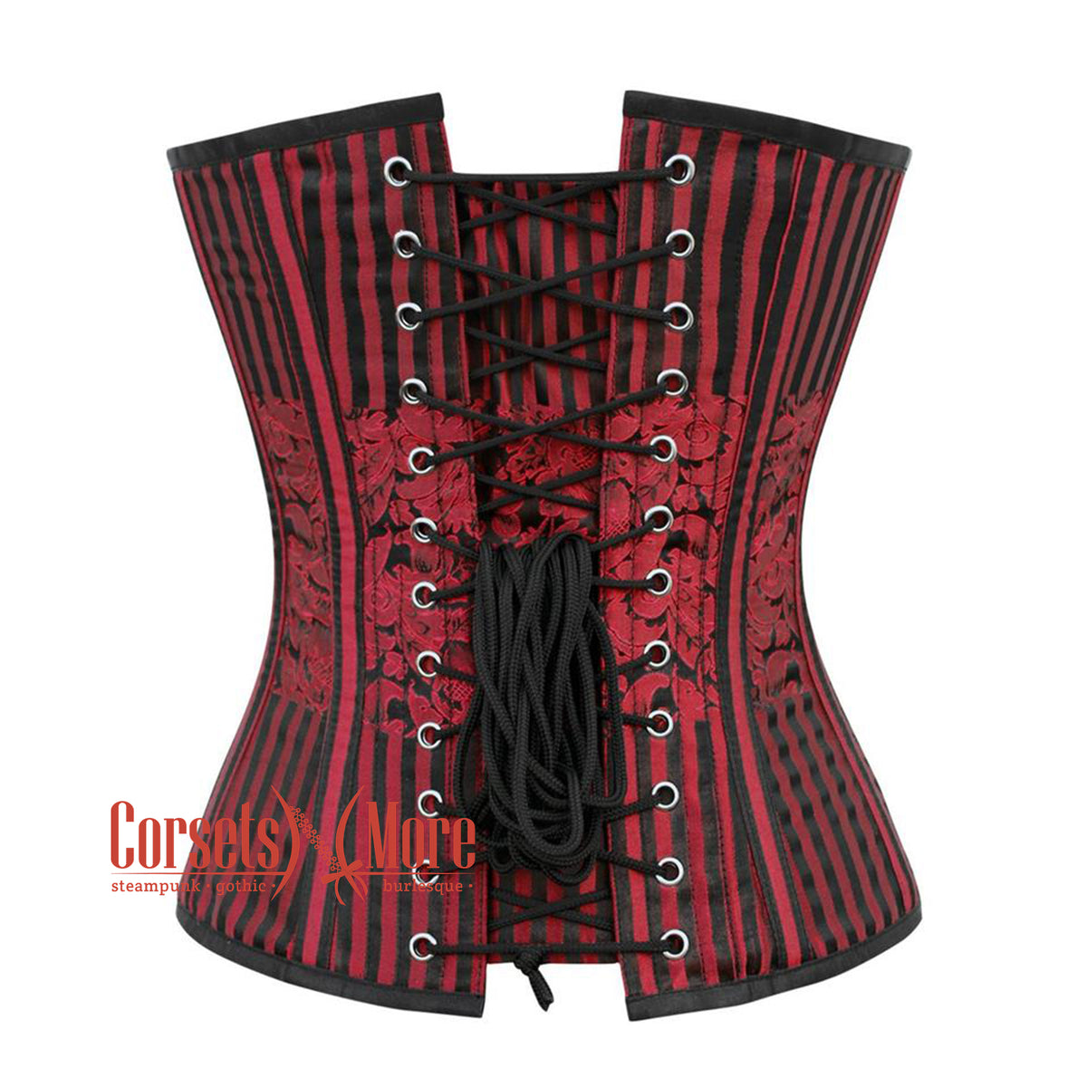 Red and Black Brocade Gothic Burlesque Overbust Corset Bustier Top ...