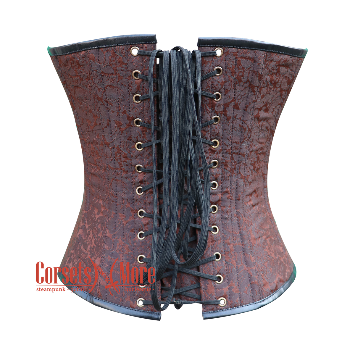 Plus Size Brown Brocade Leather Steampunk Costume Overbust Corset Top ...