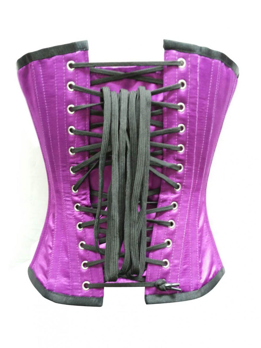 Purple Satin Corset Front Open Busk Overbust Corset Top – CorsetsNmore